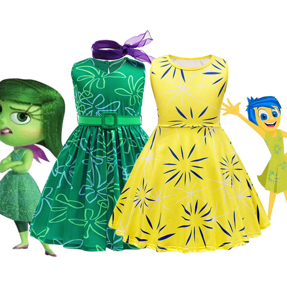 Cartoon Print Children's Inside Disgust Joy Out Costume Carnival Fancy ...