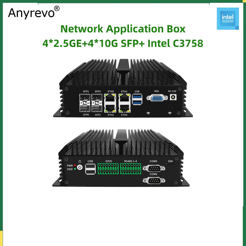 Anyrevo Fanless pfSense OPNsense Mini PC Network Appliance Box 4 ports ...