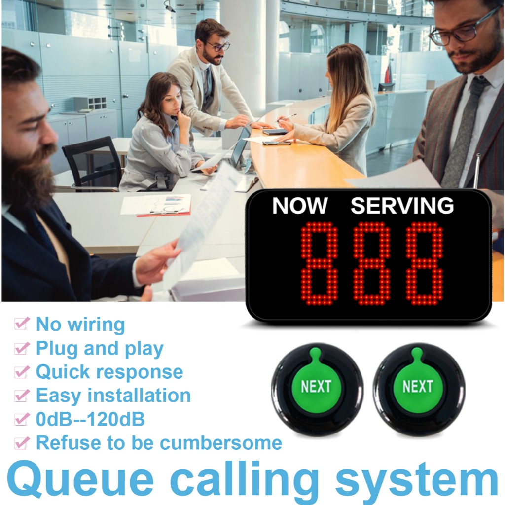 【COD】Queuing System Machine Wireless Queue Number Call System for Bank Restaurant Order Waiter ...