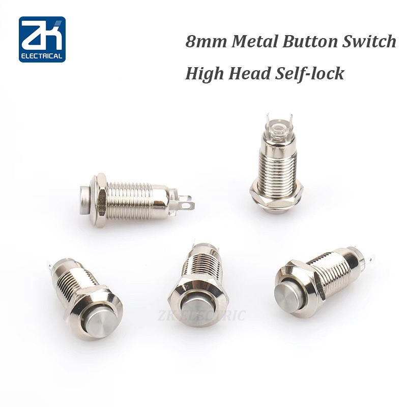8MM metal button switch self resetting self-locking high head no light ...