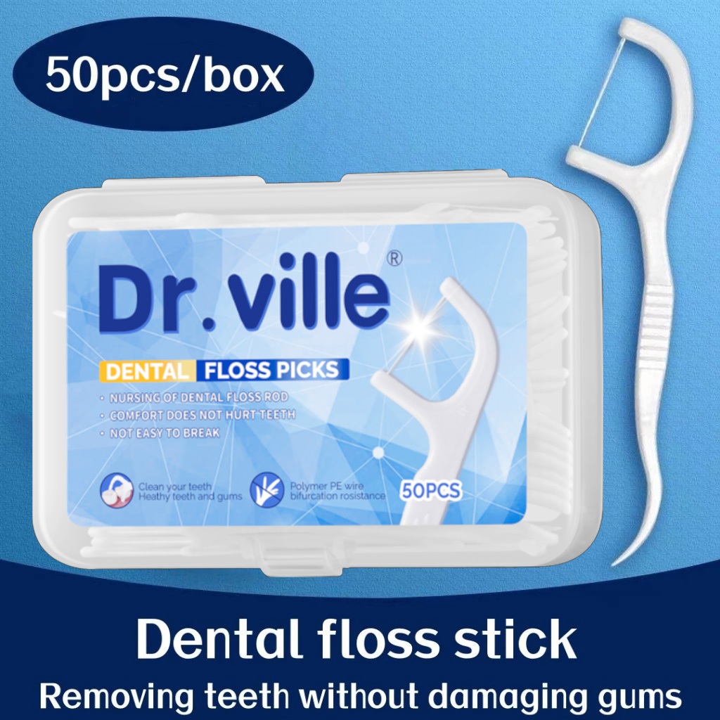 Dr.ville 50Pcs/Box Teeth Toothpicks Stick Dental Floss Flosser Picks ...