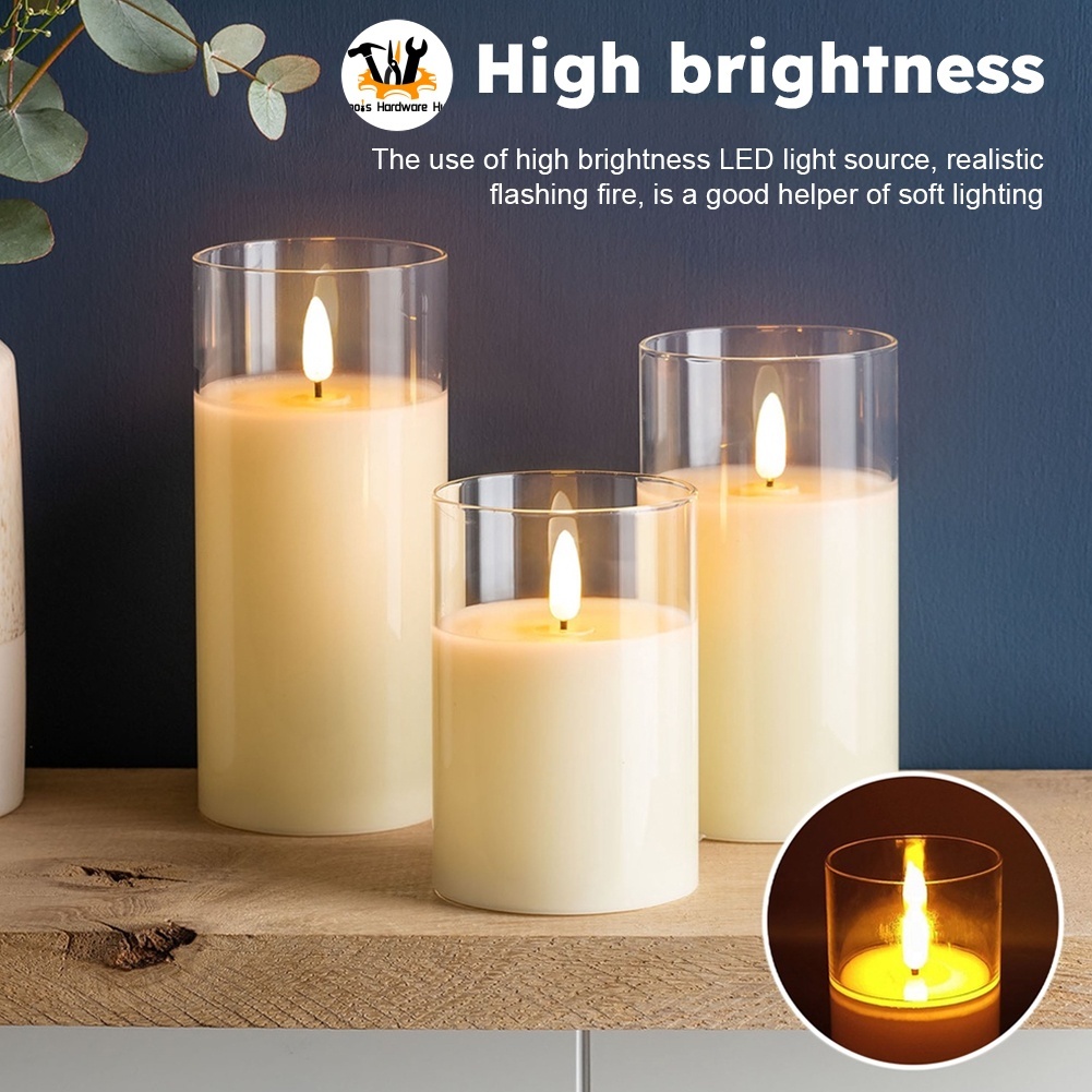 3A Battery Led Flameless Candle With Acrylic Cover Reusable For Altar ...