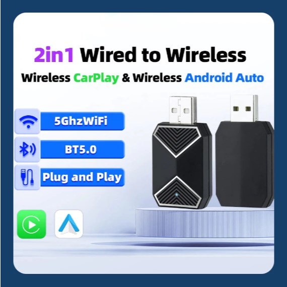 IVY Wireless Carplay Android Auto 2 in 1 AI Mini Box Adapter Wifi Smart ...