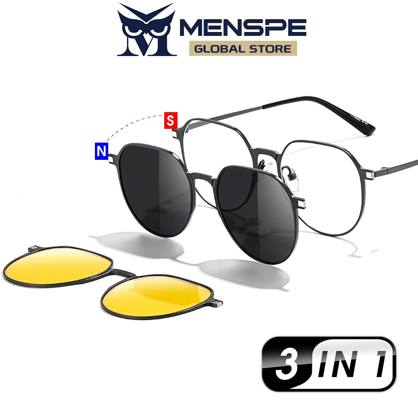MENSPE Men Polarized 3 In 1 Sunglasses Magnetic Sun Glasses Night ...