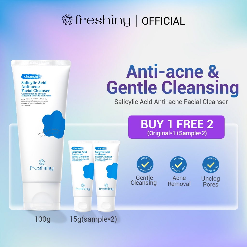 【COD!!】Freshiny Skincare Salicylic Acid Acne Facial Cleanser*100g All ...