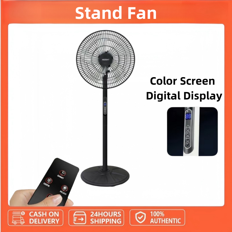 Stand Fan 16 Inch Floor Fan 5-Blade Fan Remote Control Fan Color Screen ...