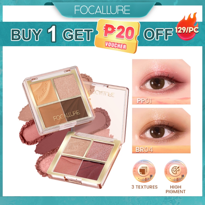 FOCALLURE 4 colors in 1 Eyebrow Powder Palette Eyeshadow Highlighter ...