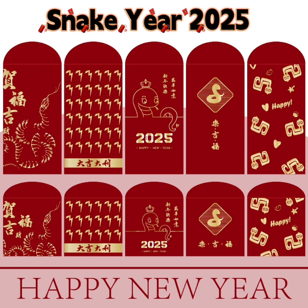 Snake Cny 2025 Angpow Red Packet Angpau Angpao Packet 2025 Chinese New ...