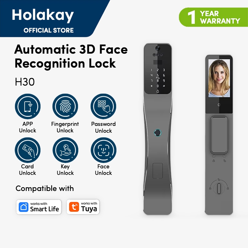 Holakay Smart Door Lock 3D Face Recognition Smart Home Door Lock WiFi Digital Electronic Lock ...