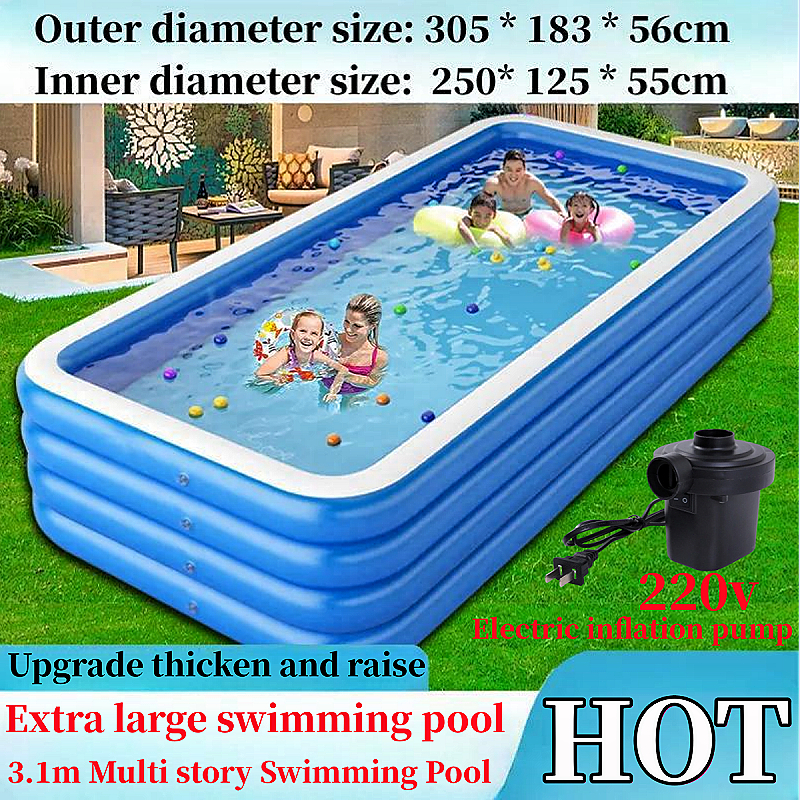 Inflatable Swimming Pool For Kids/Aldults Free Electric Pump Family ...
