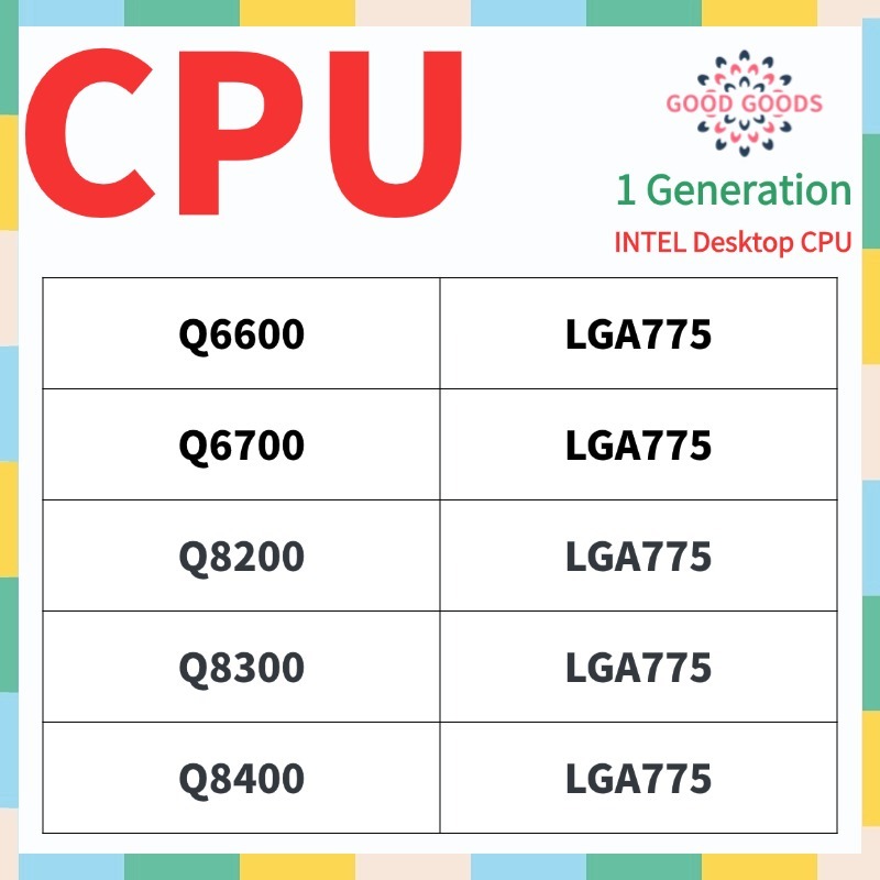 Q6600 Q6700 Q8200 Q8300 Q8400 INTEL First generation Core 2 Quad LGA775 ...