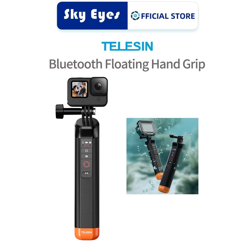 TELESIN Floating Selfie Stick Waterproof Handle with Bluetooth Remote ...