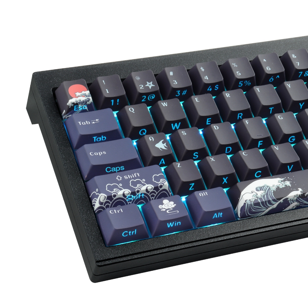 Black coral sea side transparent keycap 129 key PBT CHERRY DYE-SUB ...