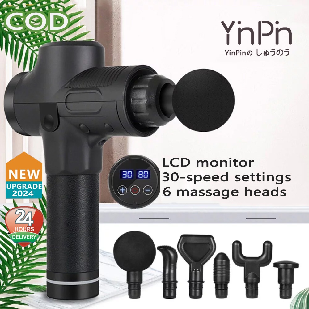 Massager Gun Vibrating Quiet Electric Fascial Gun with 6 Heads for ...