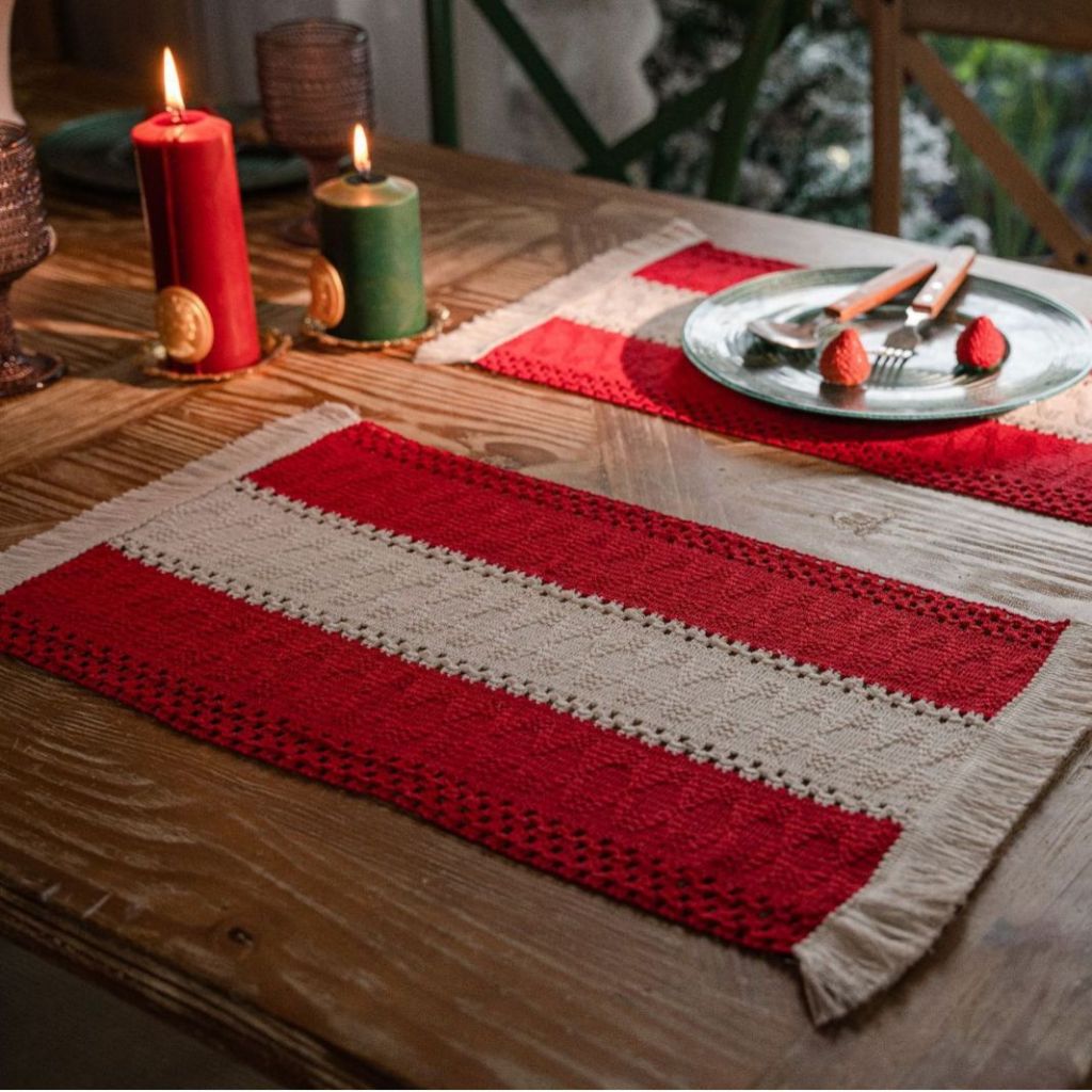 Xmas Red Table Runner with Tassl Custom TV Cabinet Cover Long Table Mat ...