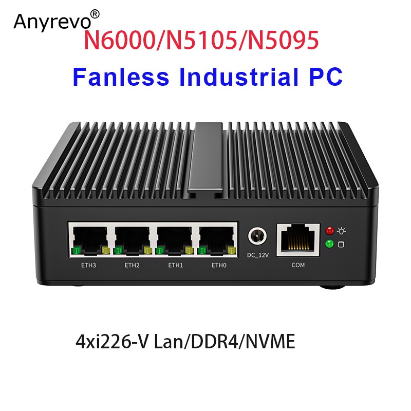 4xIntel i226-V 2.5GbE RJ45 LANs Fanless Mini PC 2*DDR4 Intel N6000 ...