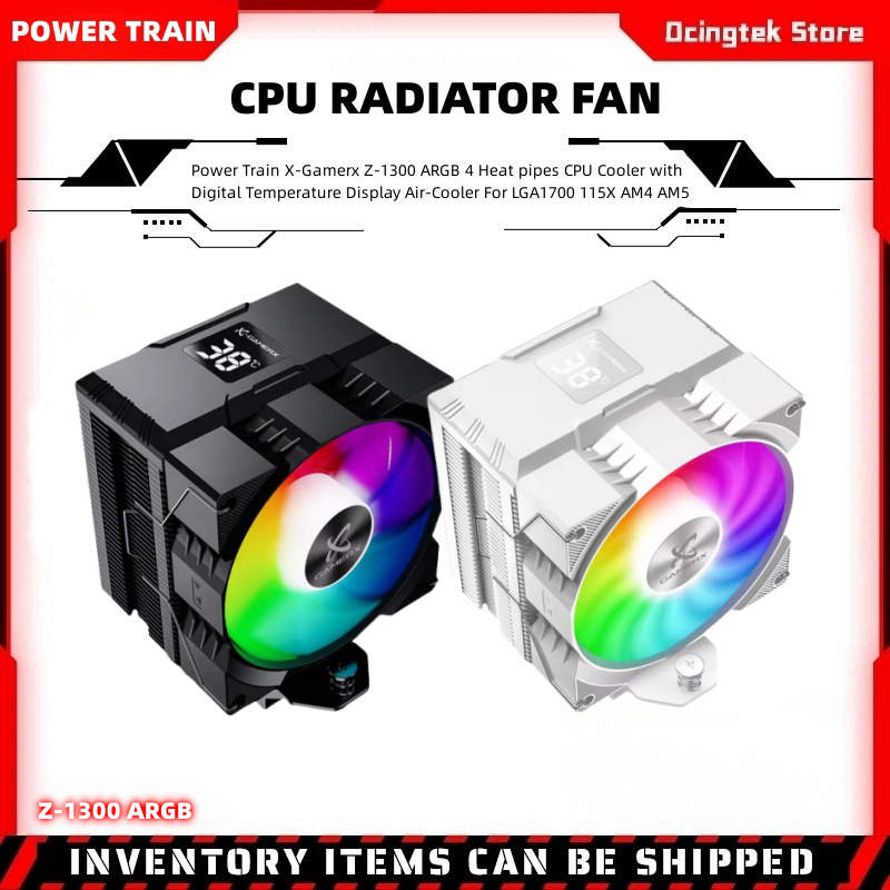 Power Train X-Gamerx Z-1300 ARGB 4 Heat pipes CPU Cooler with Digital ...