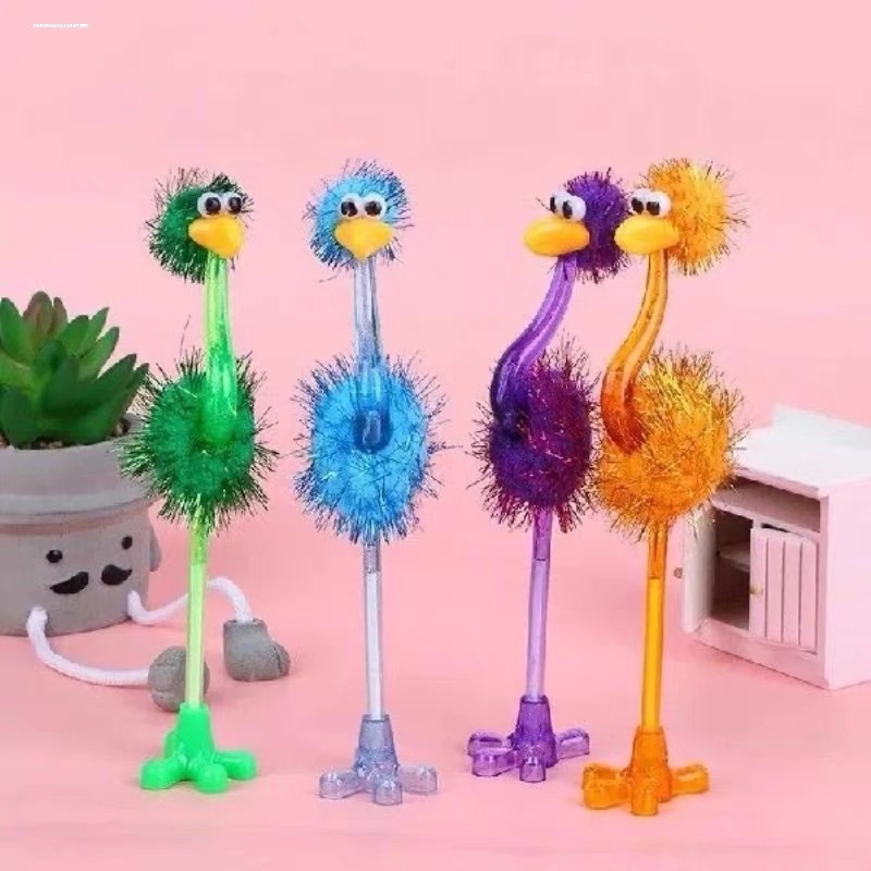 Creative Cartoon Ostrich Pen Ballpoint Pen Cute Plush Bird Blue ...