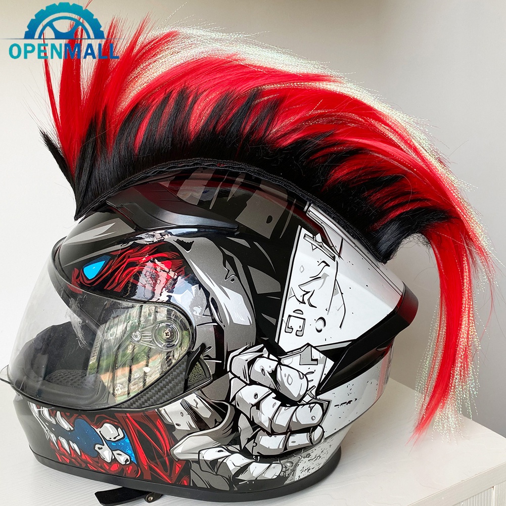 OM Mohawk Helmet Wig Motorcycle Helmet Decorations Wigs Cockscomb ...