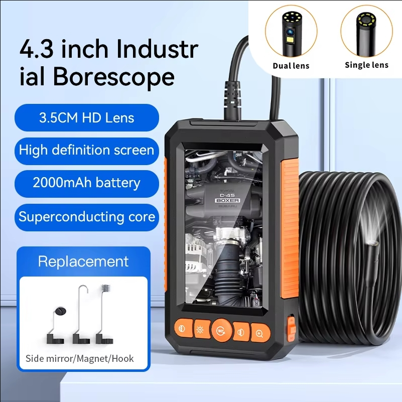 8mm HD 1080P Industrial Sewer Piping Flexible Endoscope Dual Lens Drain ...