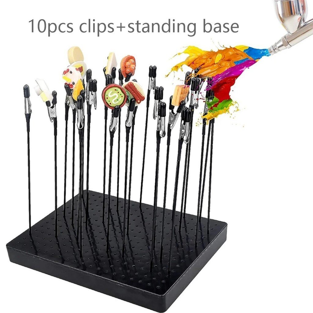 Model Painting Stand Base Holder 10Pcs Metal Alligator Clip Stick ...