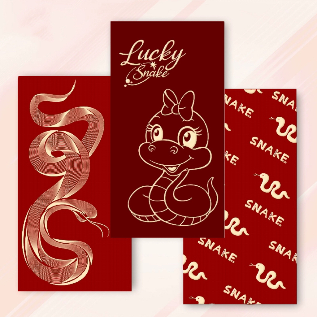 Cny 2025 Angpow Snake Red Packet Angpau Chinese New Year Custom Angpao ...