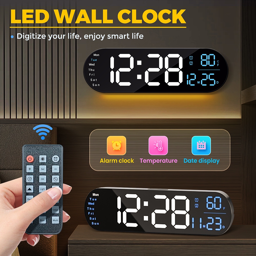 Digital clock with RGBlighting large LEDdisplay home alarm clock ...
