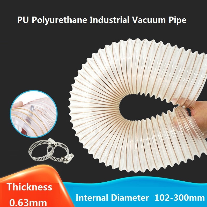 ID102-300mm PU Polyurethane Air Duct Transparent Industrial Vacuum Tube ...