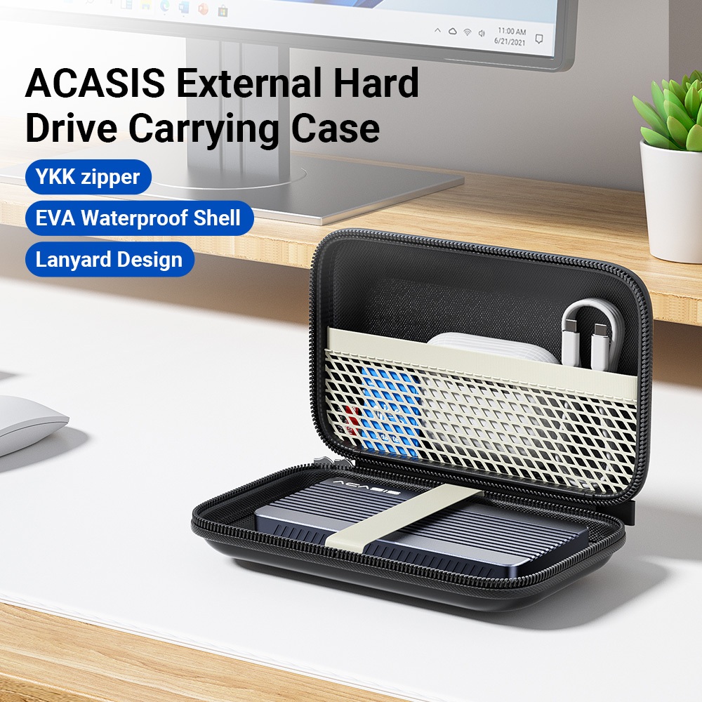 ACASIS New Black/Blue External Hard Drive Protector Bag Enclosure Case ...