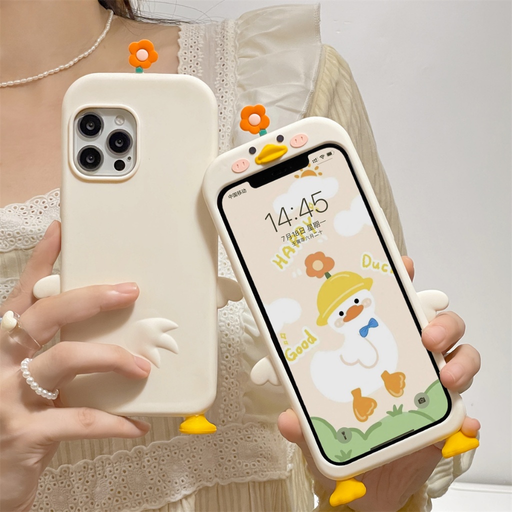 Silicone soft shell flowers can reach ducks Iphone Case For IPhone 16 ProMax 15ProMax 15Plus 13 ...