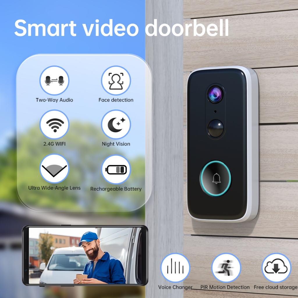 JOOAN Wireless doorbell monitor Waterproof Infrared Night Vision Remote ...