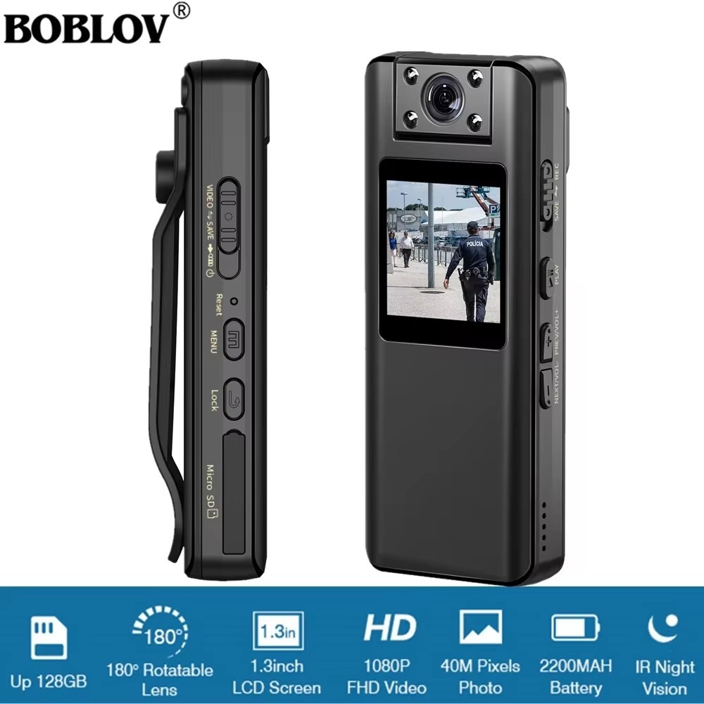 BOBLOV A22 Body Mini Action Worn Police Camera HD 1080P 128GB 2200MAH ...