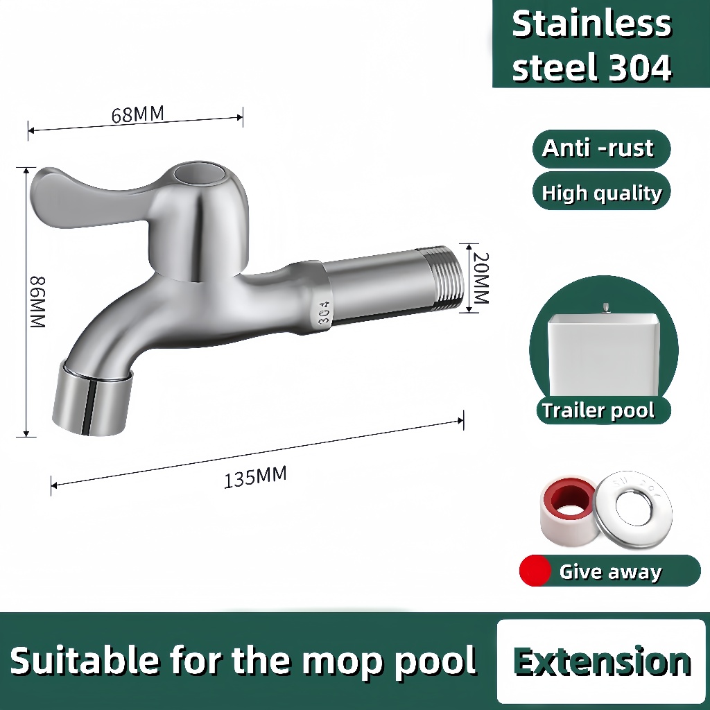 Bathroom faucet Stainless Steel Faucet Long Type SUS 304 Long Faucet ...