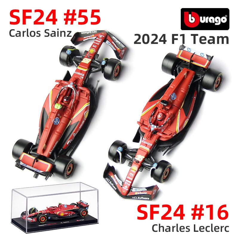 Bburago F1 Ferrari SF24 SF23 1/43 Formula alloy metal car model Charles Leclerc #16 Carlos Sainz ...