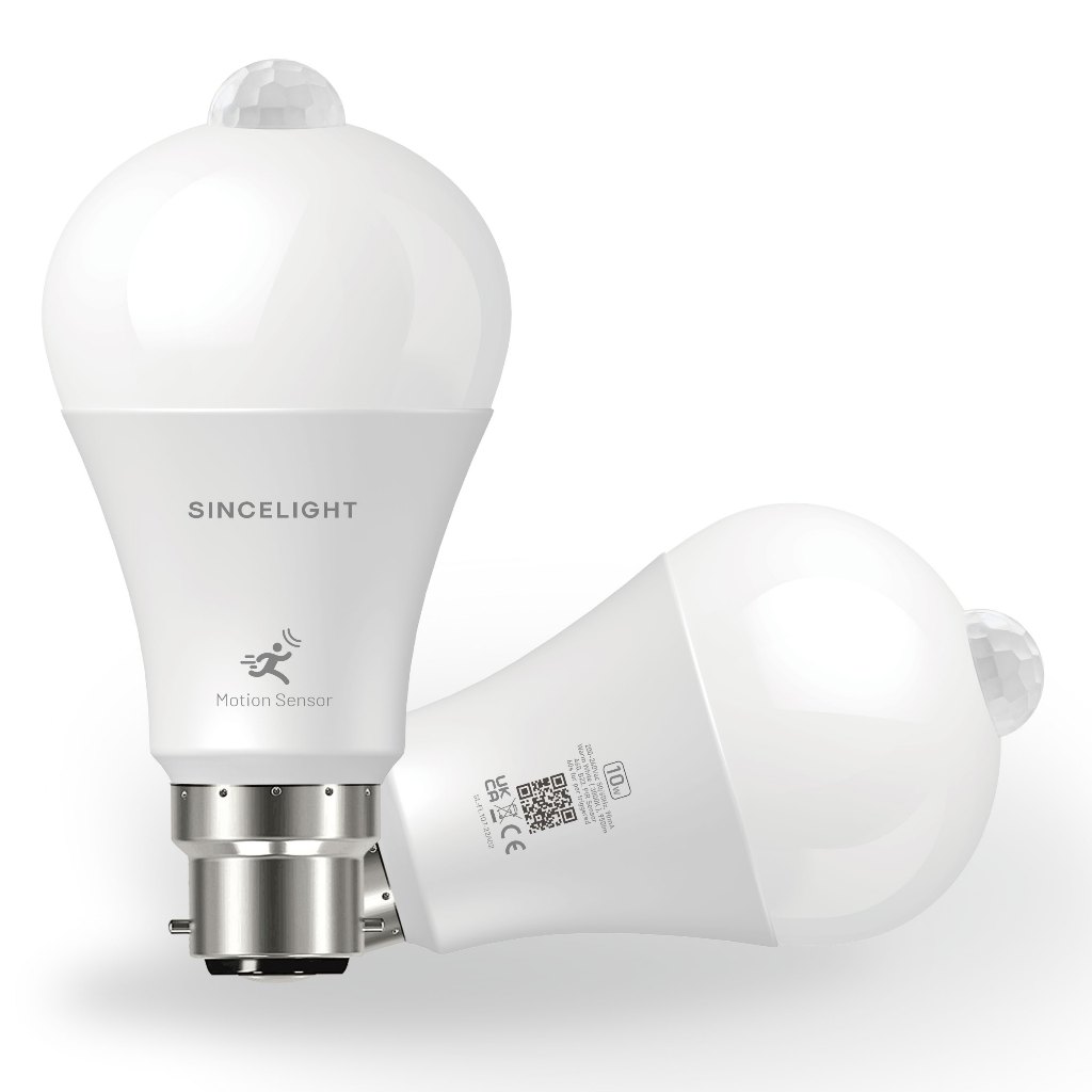 SINCELIGHT KMotion Sensor PIR LED Bulb with B22 Base, Automatic ON/Off ...