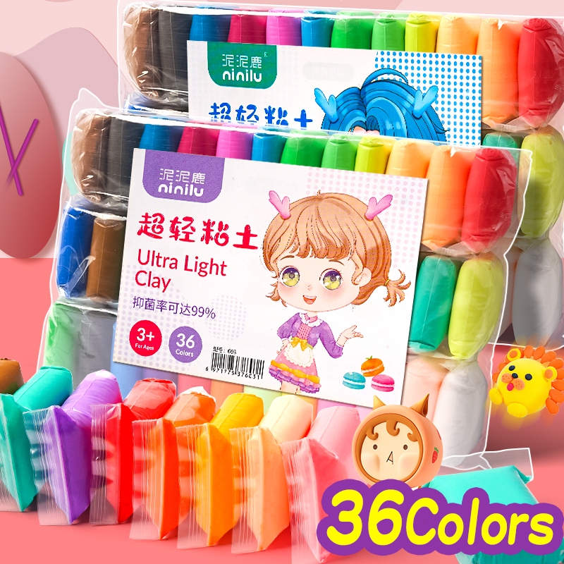 【Christmas gift】12/24/36Colors Air Dry Clay,Colorful Children Modeling ...