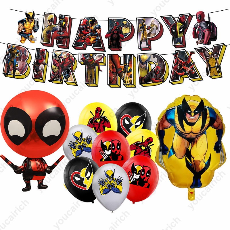 Marvel Avengers Deadpool & Wolverine Theme Happy Birthday Party Decor ...
