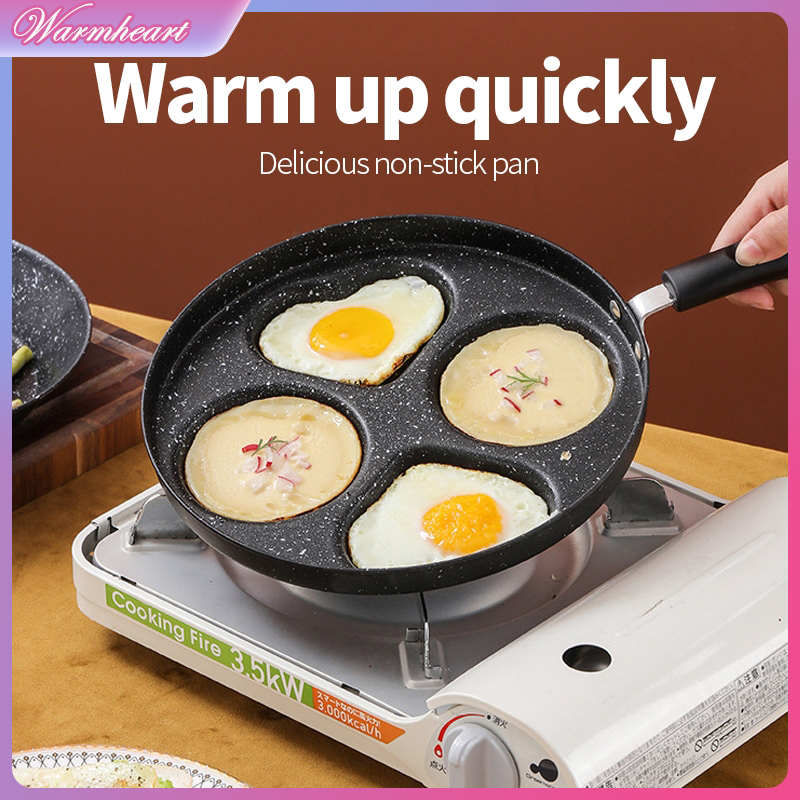 Warmheart 4 Hole Omelet Pan Non Stick Frying Pan for Burger Egg Ham ...