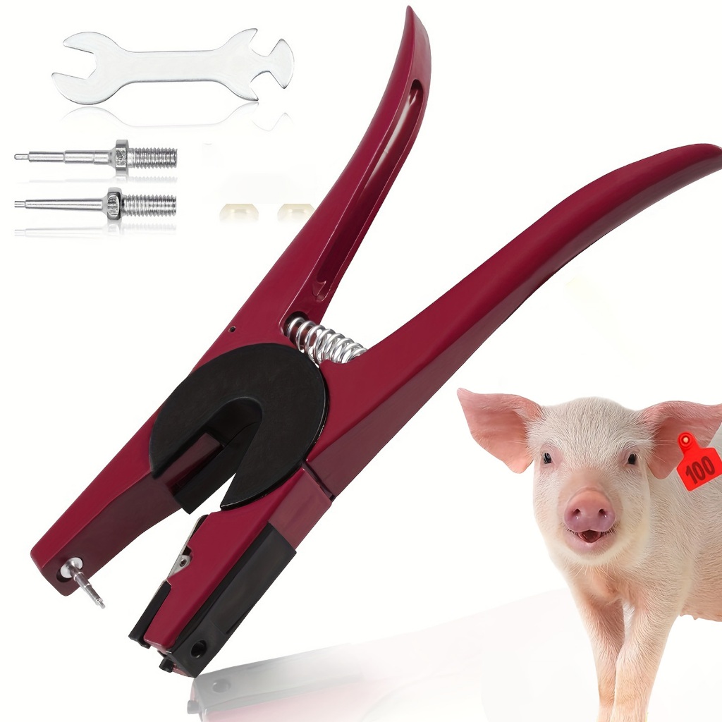 1 Set Pig Ear Tag Pliers Animal Livestock Tag Applicator Plier with Pin ...