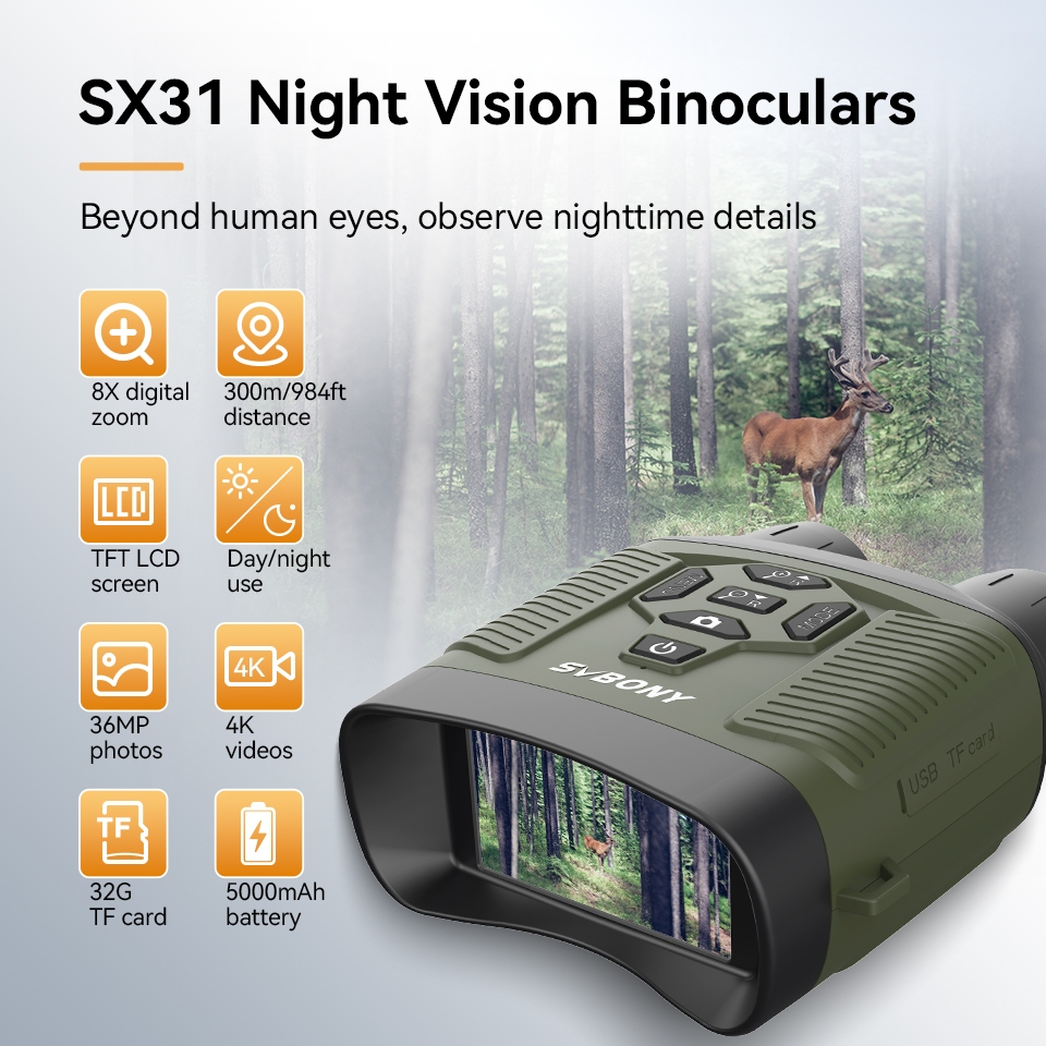 SVBONY SX31 4K Night Vision Goggles 8X Digital Zoom Night Vision ...