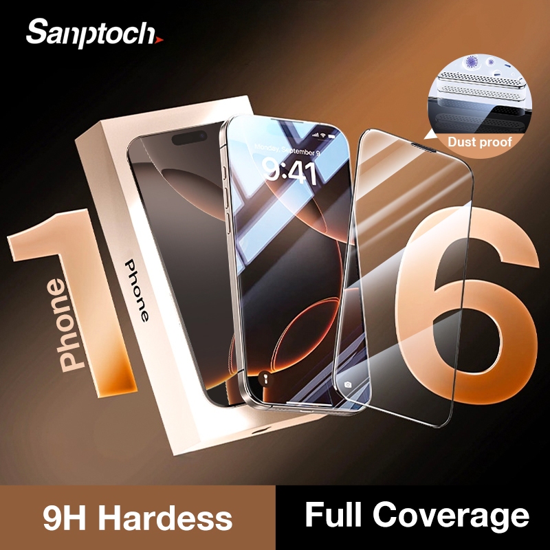 Sanptoch 9H Glass Full Screen Protector For iPhone 16 15 14 13 12 11 Pro Max Tempered Glass For ...
