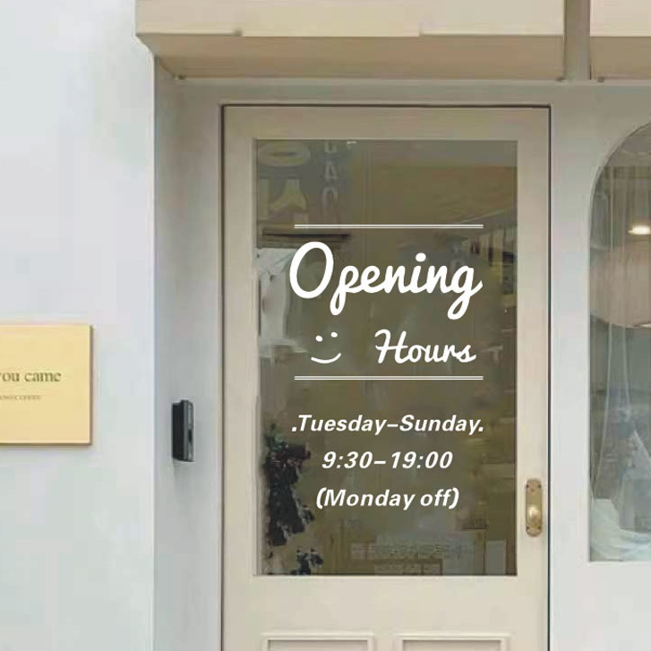 Handwritten Smiley Face English Business Hour Stickers Milk Tea Shop ...