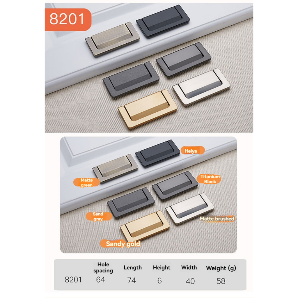 Aluminum alloy flat drawer handle without punching invisible drawer ...