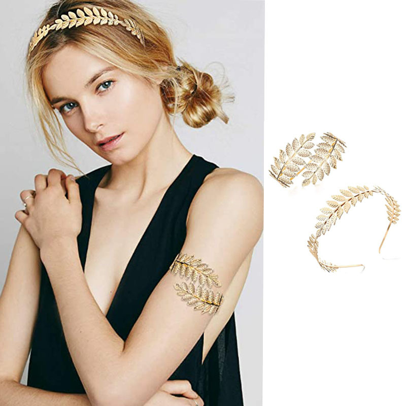 [tinching] Metal Greek Roman Laurel Leaf Bracelet Armband Upper Arm ...