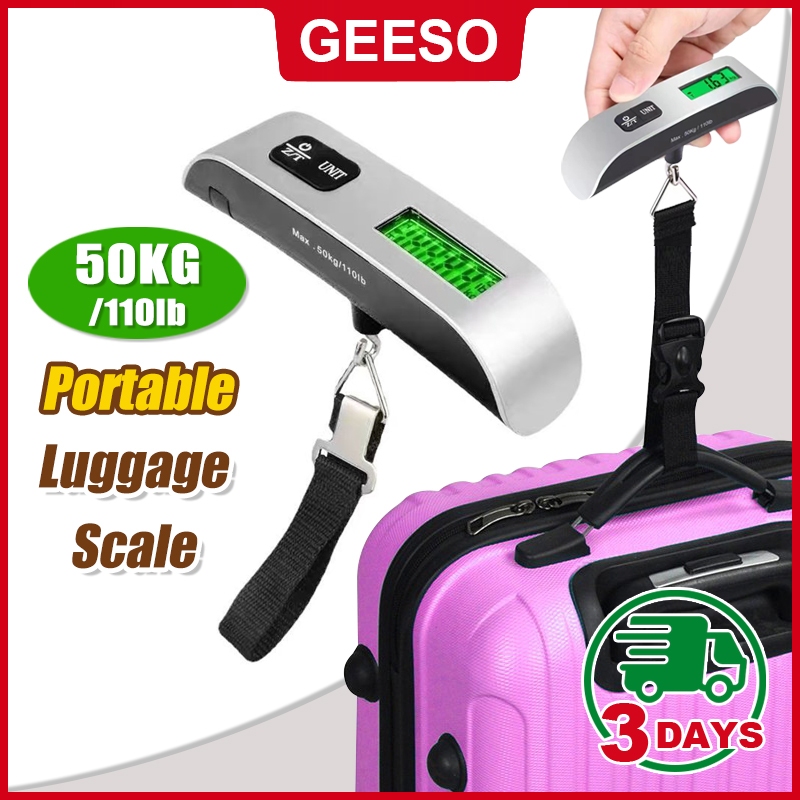 GEESO Portable LCD Digital Handheld Scale 50KG / 110LB Luggage Scale ...