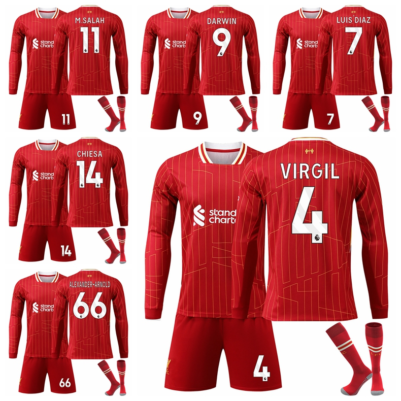 2024-25 Season Liverpool Home Long Sleeve Football Adult Kids Jersey ...