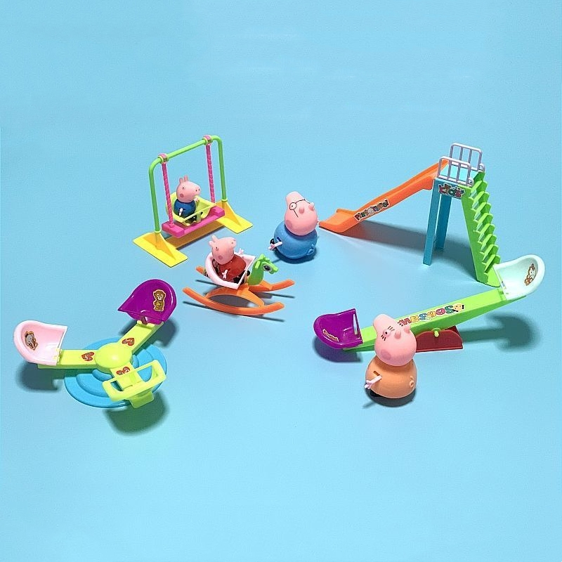 9-piece Set Peppa Pig Playground Toy Swing Slide Trojan Horse and Other ...