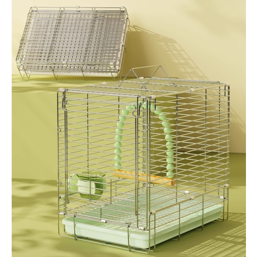 Parrot Stainless Steel Folding Cage go out Bird Cage Tiger Skin ...