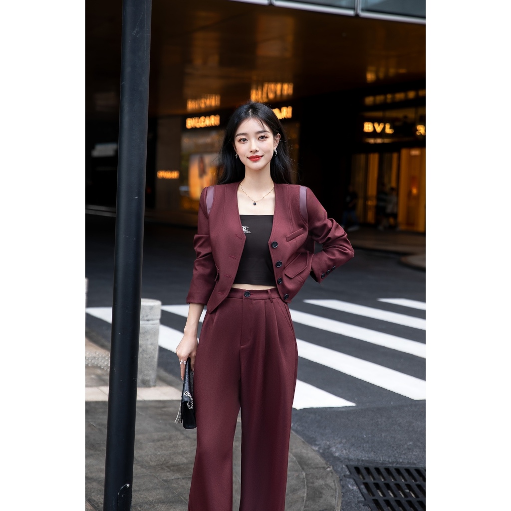 Original 2024 Latest Chan Women's Long Sleeve Red Blazers & Formal ...