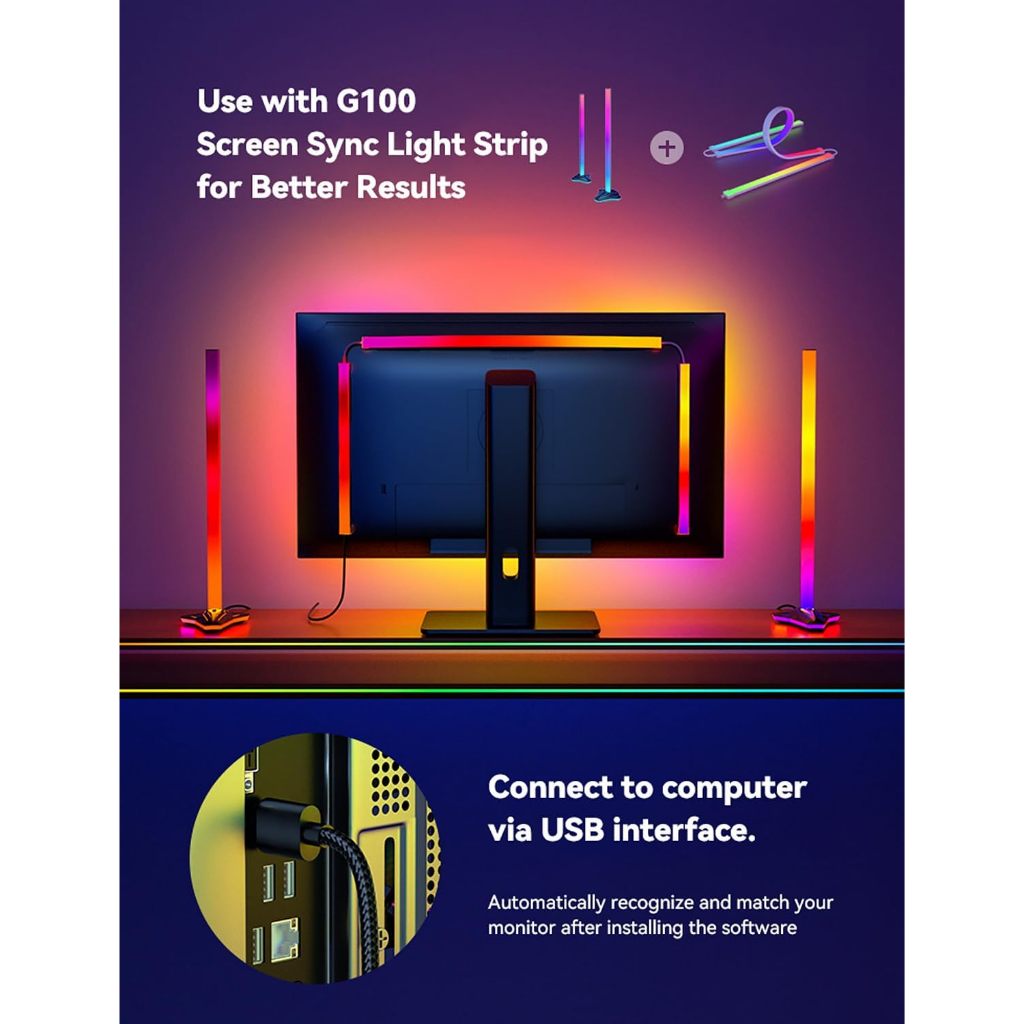 Skydimo RGB LED Backlight Sync with Computer Monitor, Dream Color Music ...